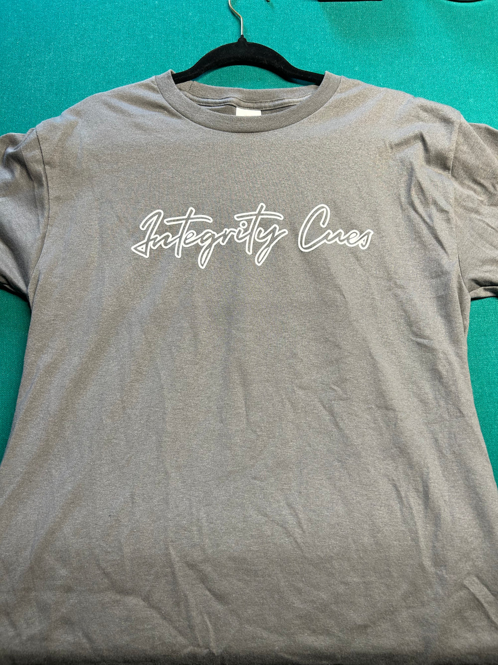 Gray Script Logo Integrity Cues Tshirt