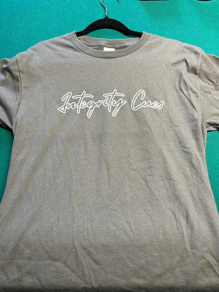 Gray Script Logo Integrity Cues Tshirt